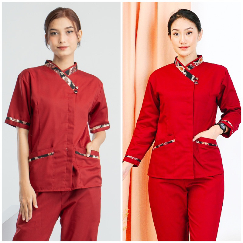 Jual MEGAN Rosewood Maroon seragam baju suster/ nanny uniform/ hotel ...