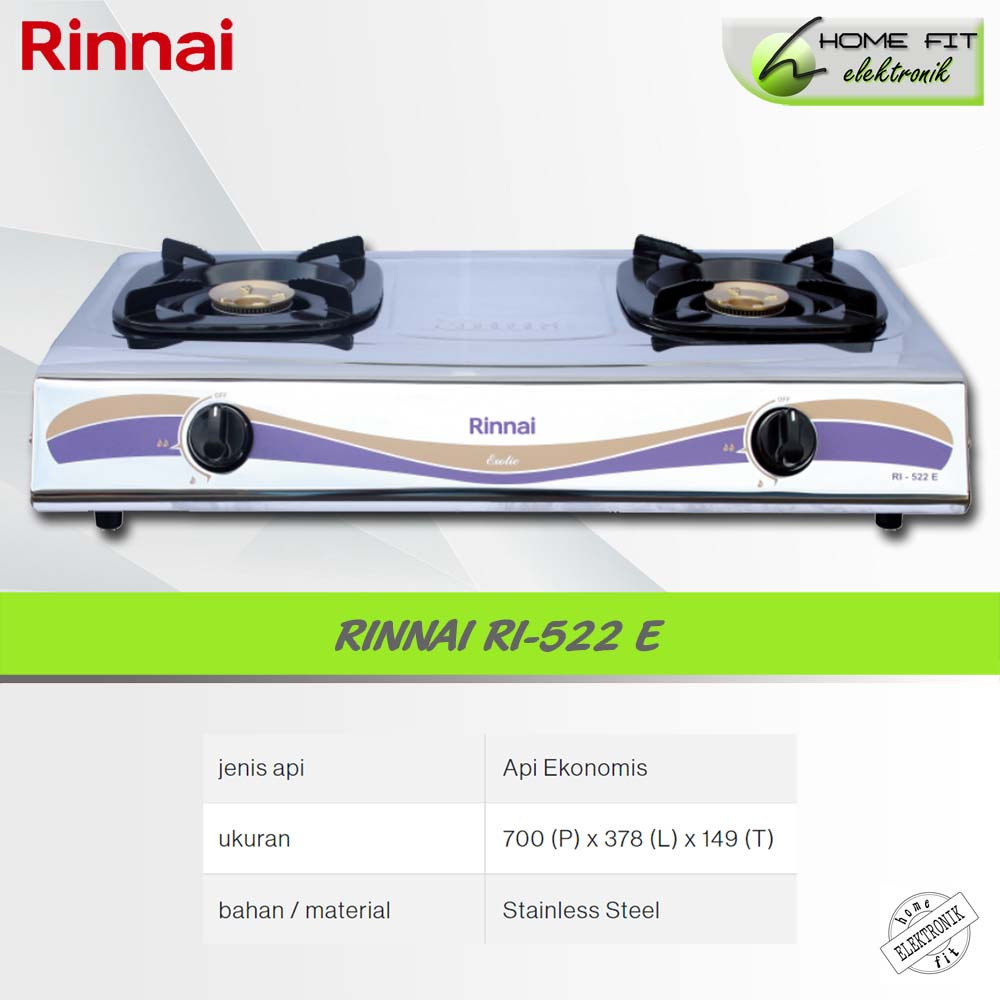 Jual Kompor Gas Rinnai RI-522 E Kompor Gas LPG 2 Stainless Steel ...