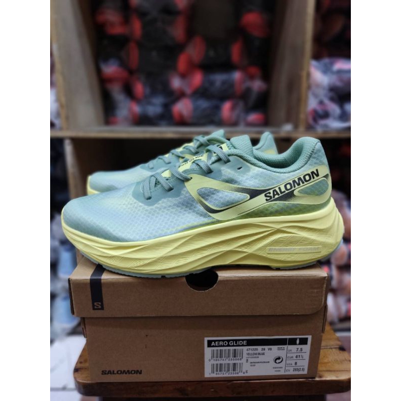 Jual Sepatu Running pria Salomon Aero Glide Grey Blue Original Made in ...