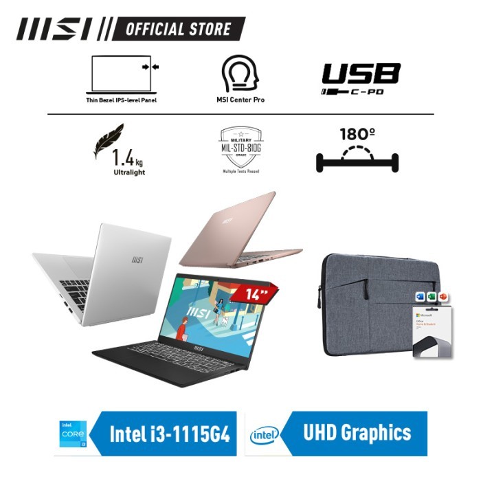 Jual MSI MODERN 14 C11M i3-1115G4 UHD Graphics 14" FHD IPS-Level Thin Bezel - 256G OHS SILVER ...