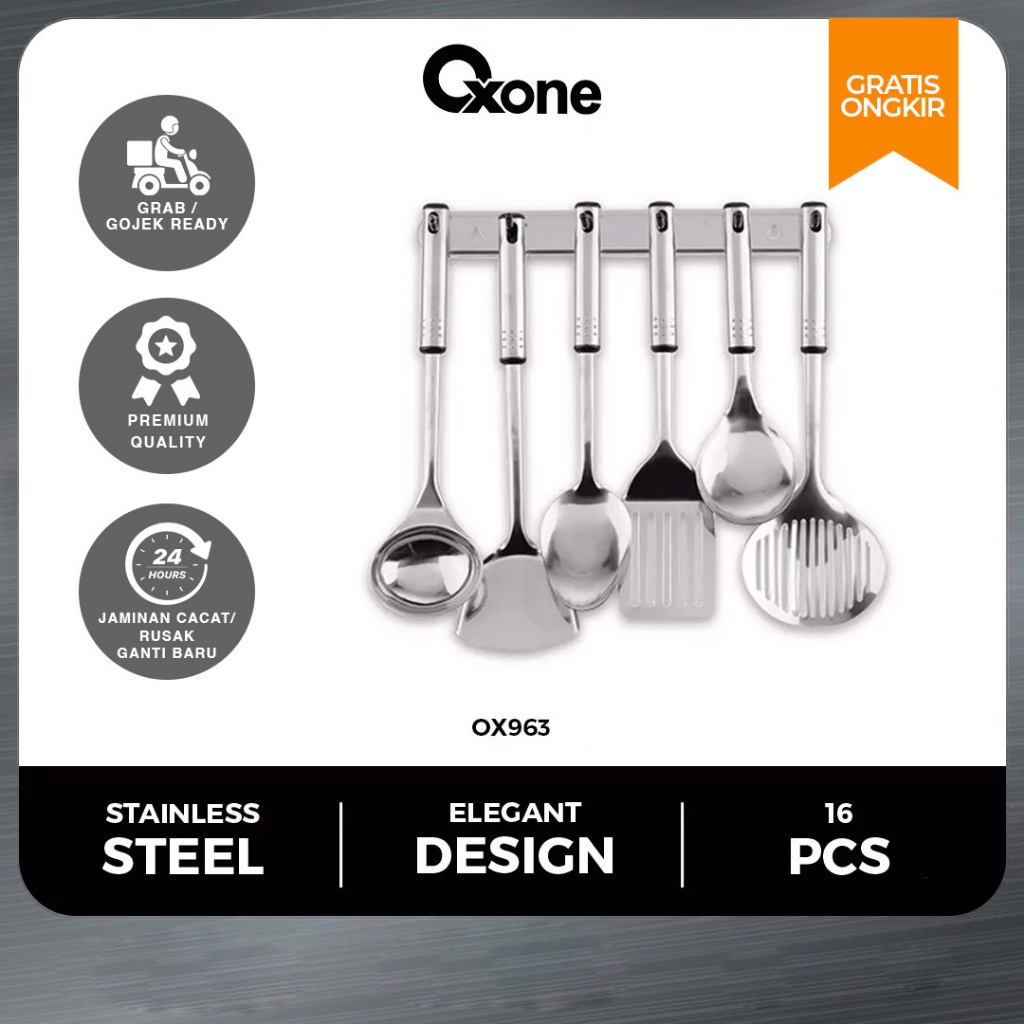 Jual Oxone OX963 Sutil Perlengkapan Dapur Stainless Kitchen Tools 6 pcs ...