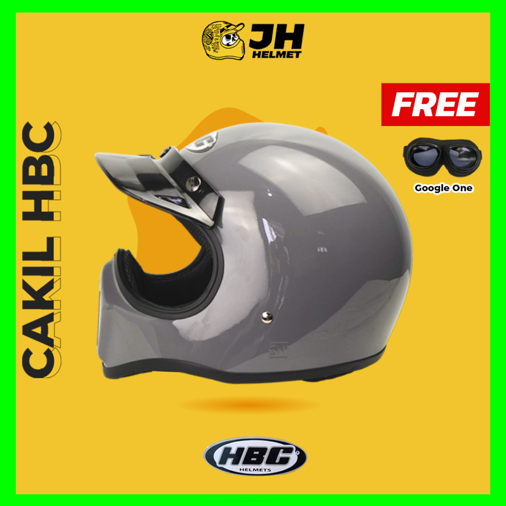 Jual Helm Cakil HBC Polos Stone Grey Glossy + FREE GOGGLE | Original ...