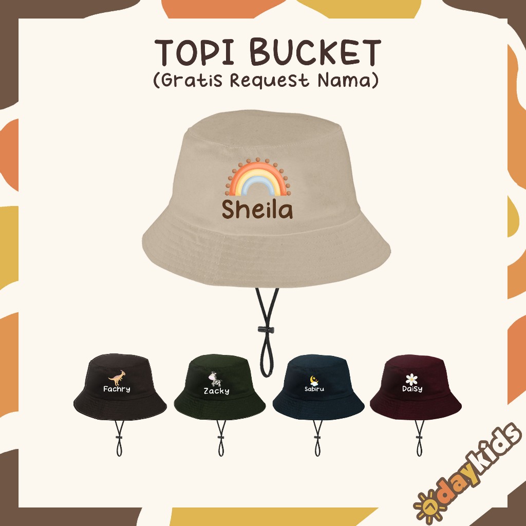 Jual GRATIS REQUEST NAMA | Topi Anak Bucket Hat Anak Custom Nama | TOPI ...