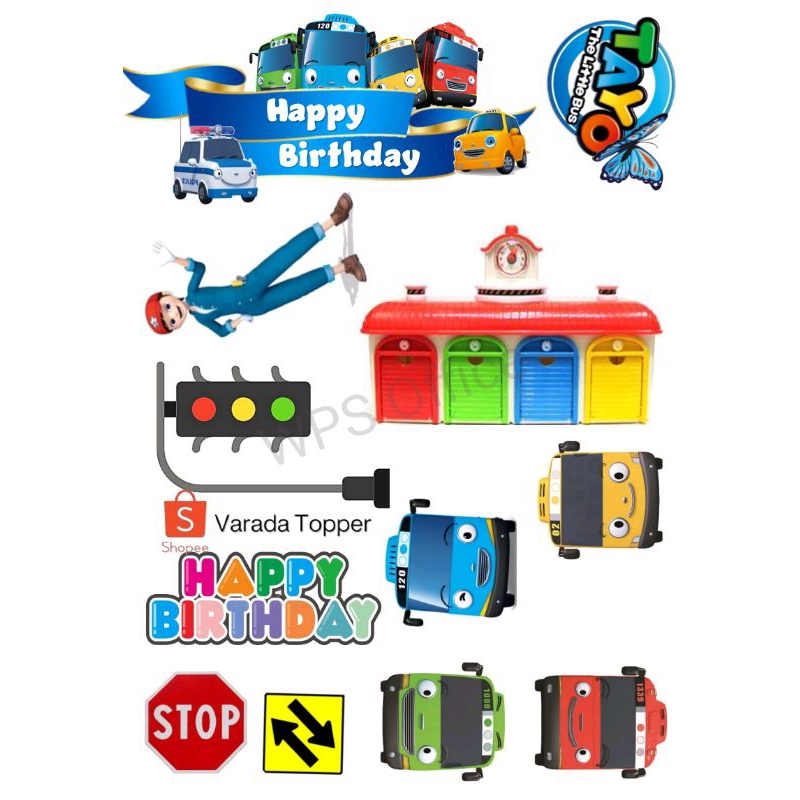 Jual Topper Cake Tema TAYO Free Request Nama/Hiasan Kue Ultah TAYO ...