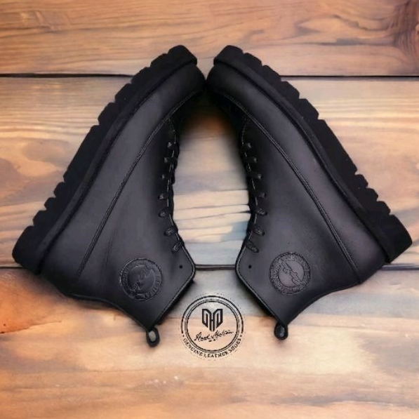 Jual Hard Motion Lexus Full Black Sepatu Boots Sneakers Pria Kulit Asli ...