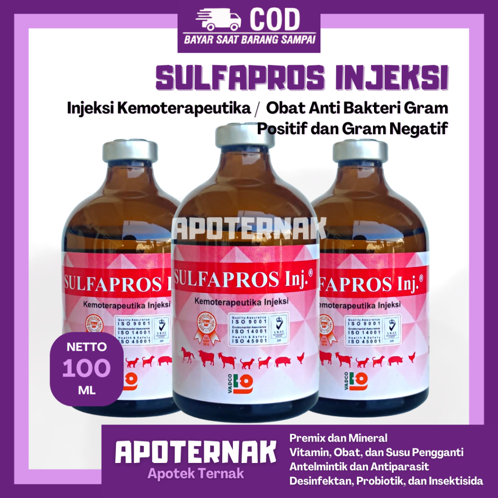 Jual SULFAPROS Injeksi (Seperti Colibact) | Obat Antibiotik Hewan Diare ...