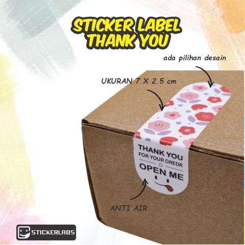 Jual Sticker Open Me Custom stiker panjang label open me sticker thank ...