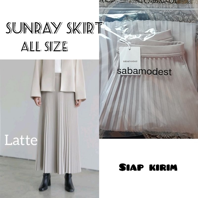 Jual SUNRAY SKIRT LATTE by SABA MODEST | Shopee Indonesia