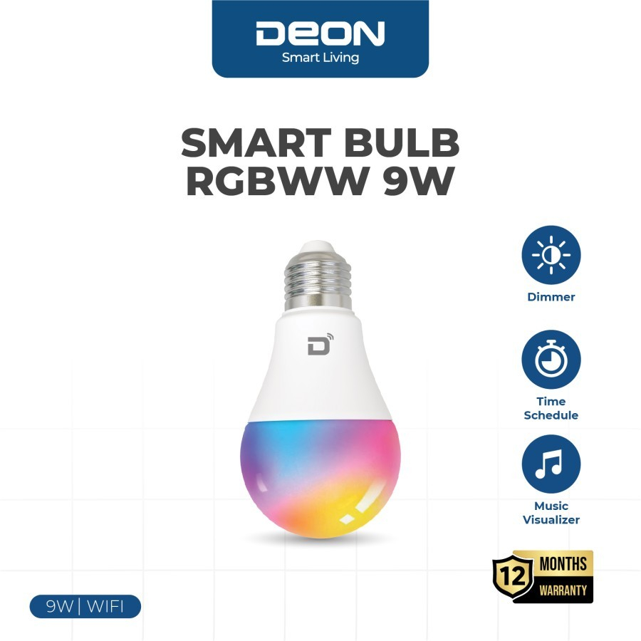 Jual DEON Smart Home Lampu LED Bohlam LED Smart Lamp RGBWW 9W Wifi ...