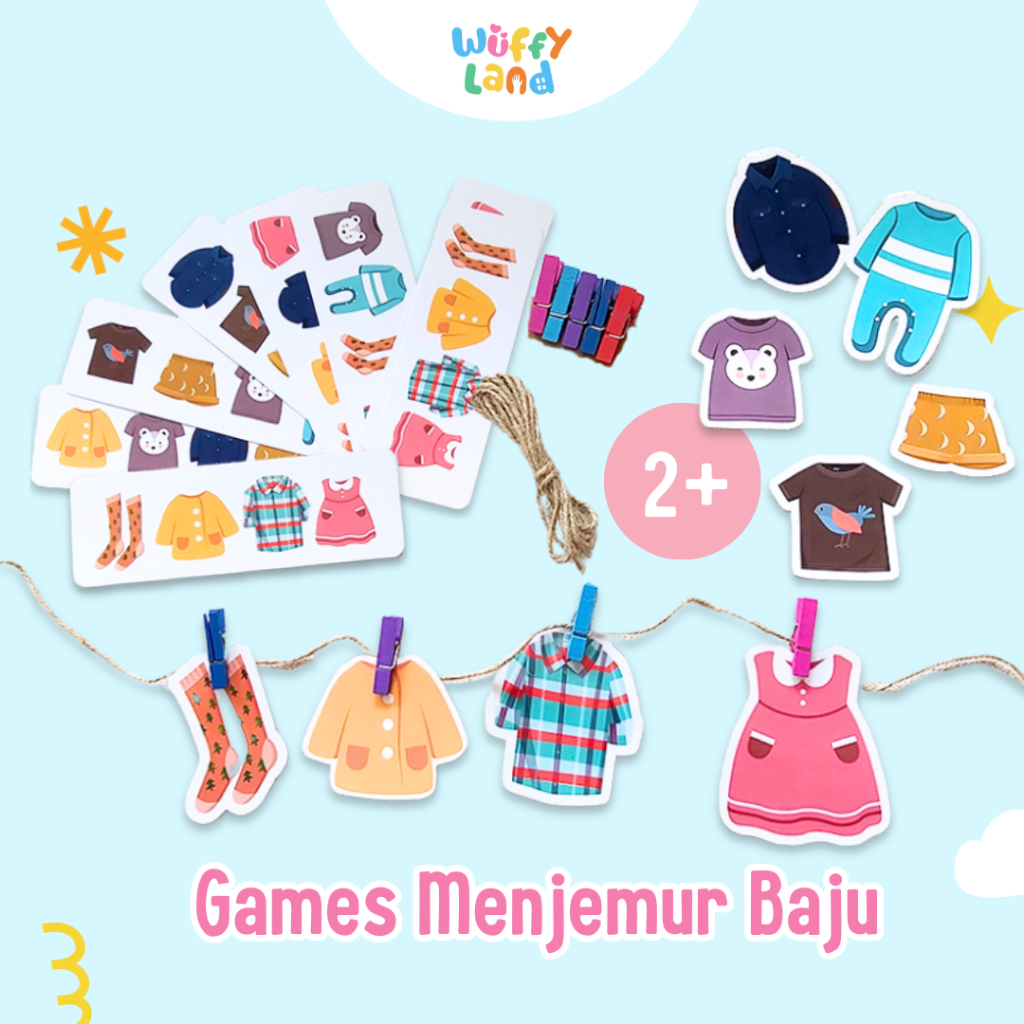 Jual Pretend Play Aktivitas Menjemur Baju (Dengan Jepitan, Tali dan ...