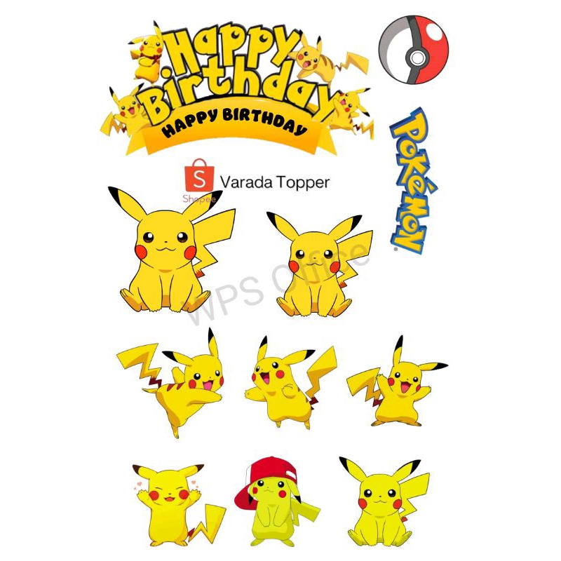 Jual Topper Cake Tema POKEMON PIKACHU Free Request Nama/Hiasan Kue ...