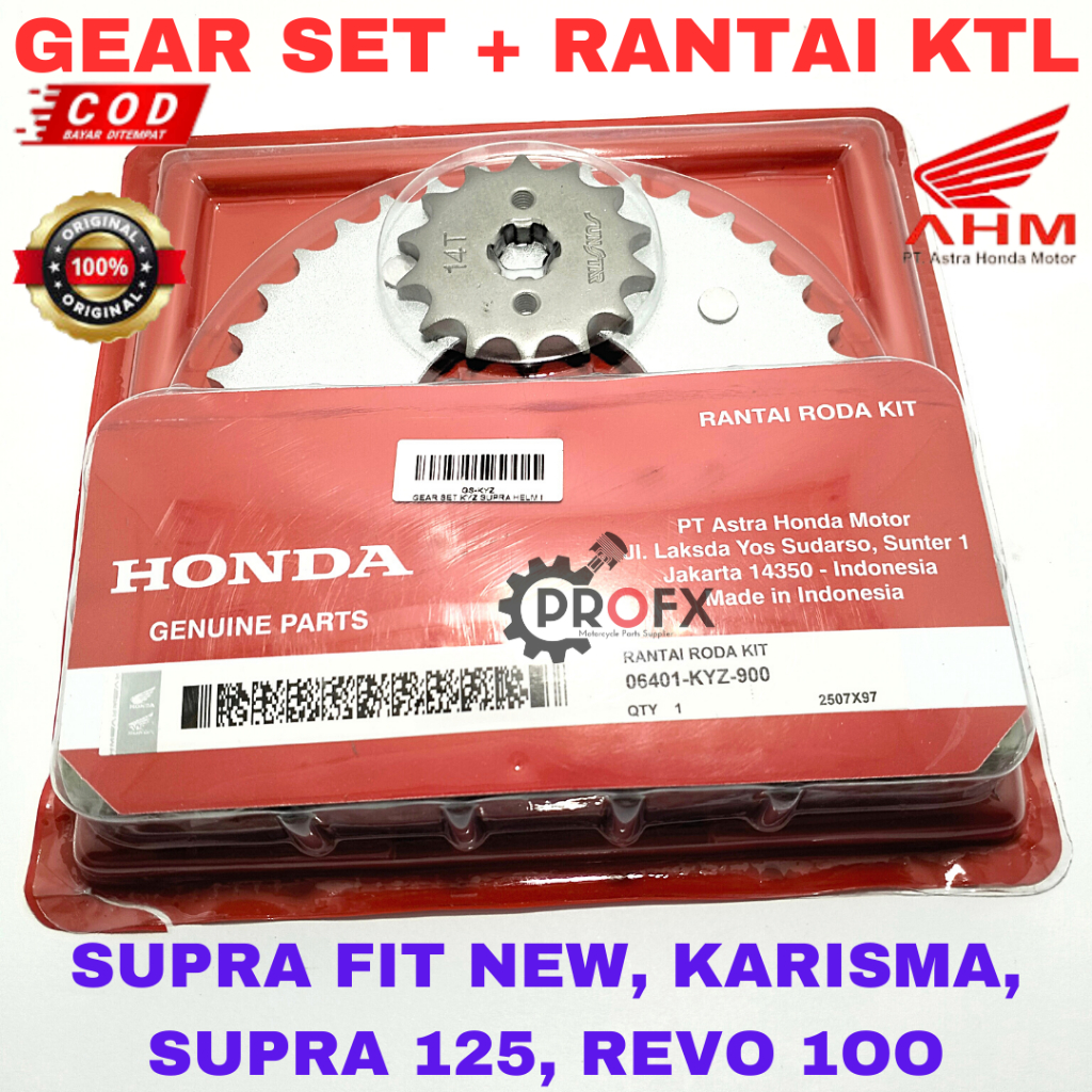 Jual GEAR RANTAI SET KARISMA, SUPRA X 125, REVO 100 KIRANA SUPRA FIT ...