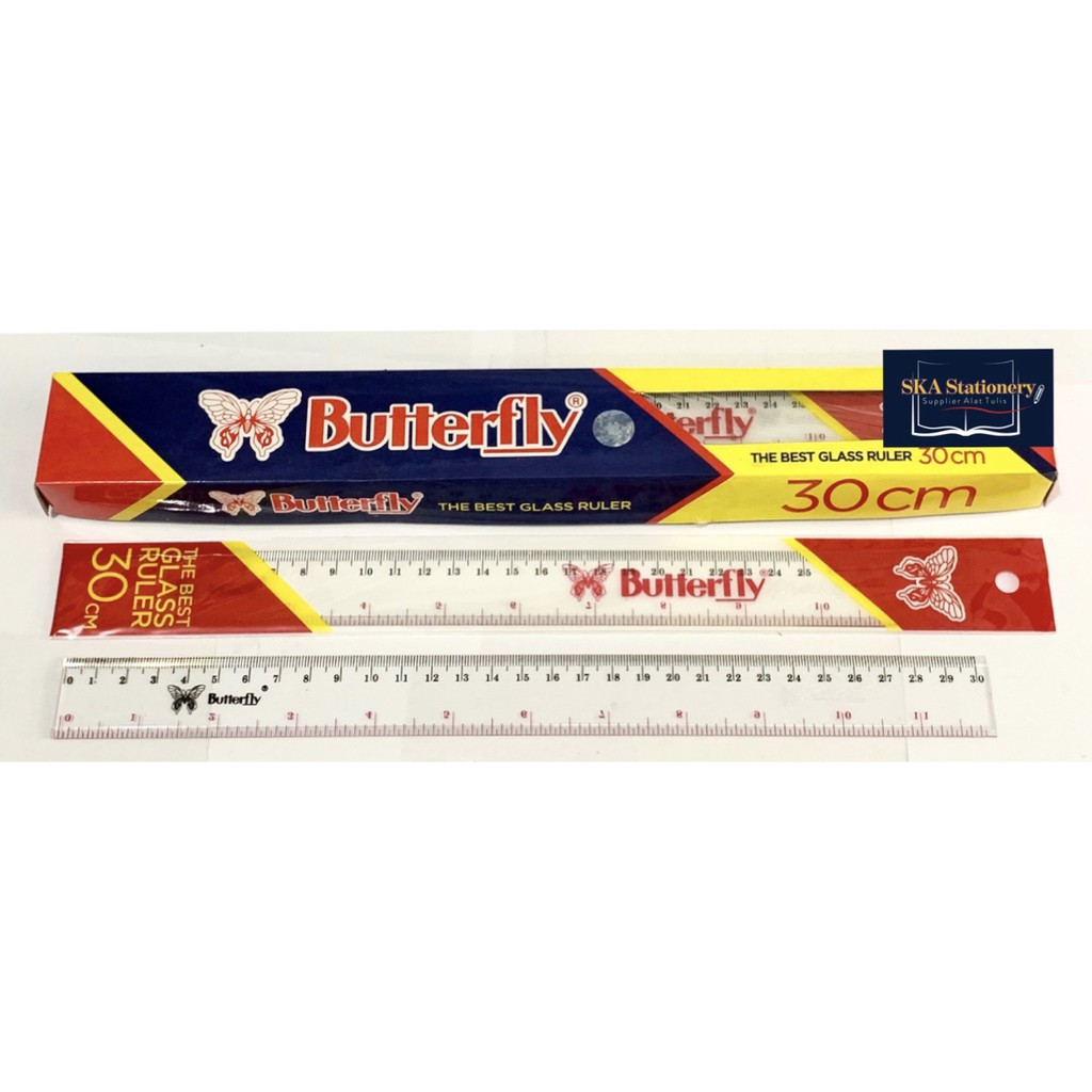 Jual Penggaris mika butterfly 30cm ecer 1 pcs alat tulis kantor atk ...
