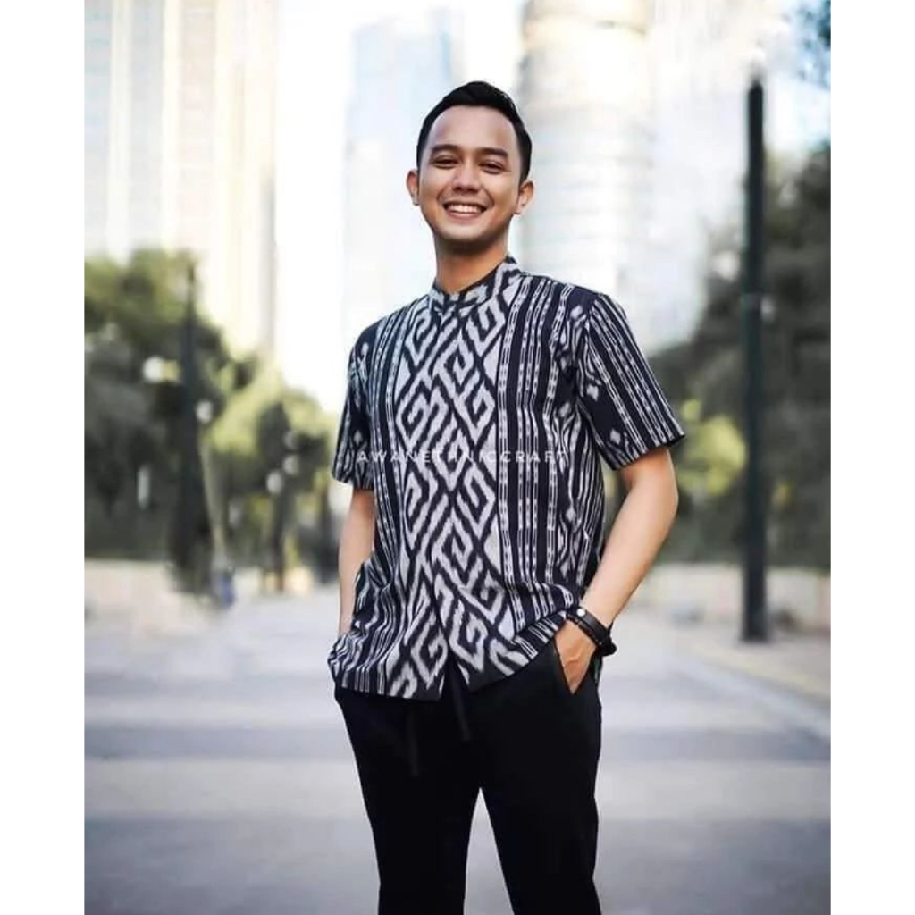 Jual Kemeja Tenun Pria Lengan Pendek / Kemeja Tenun Blanket Etnik ...