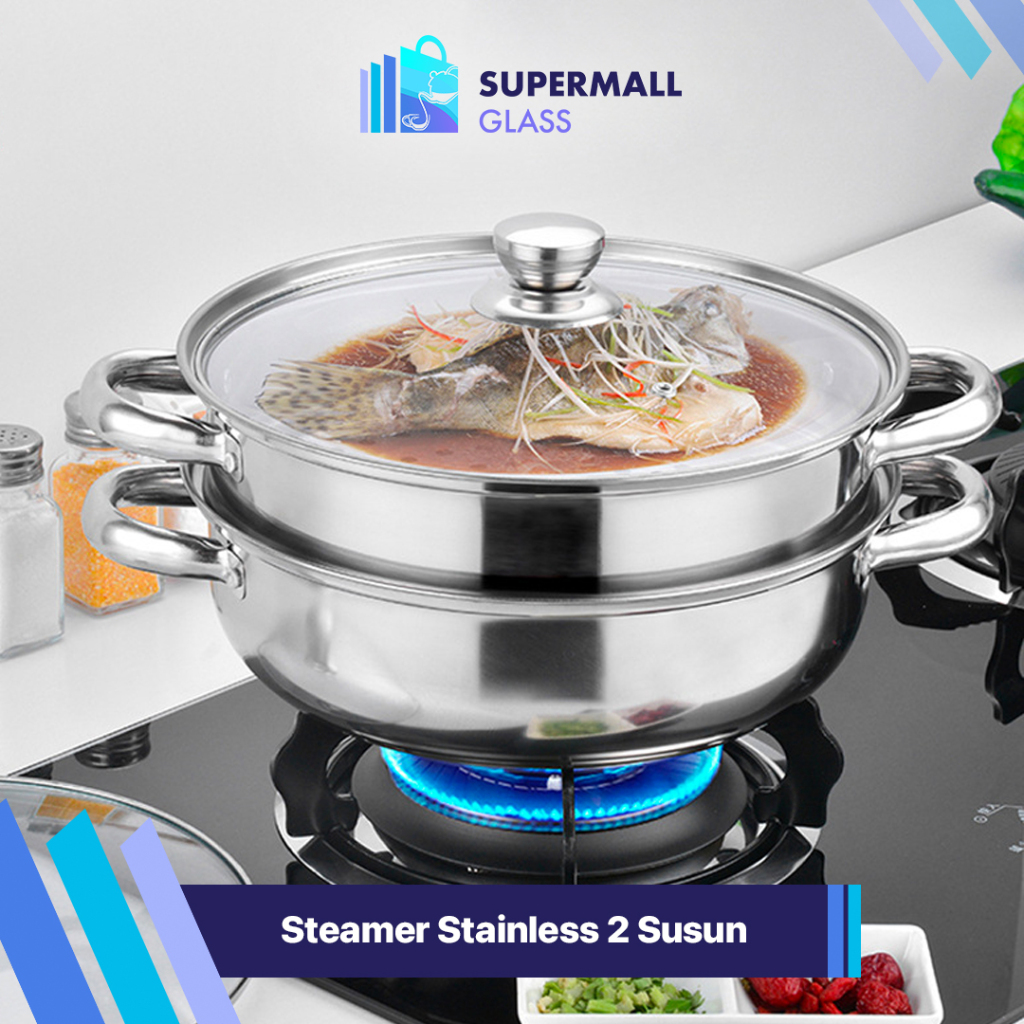 Jual Supermall Glass COD Panci Siomay Somay Soup Steamer Stainless ...