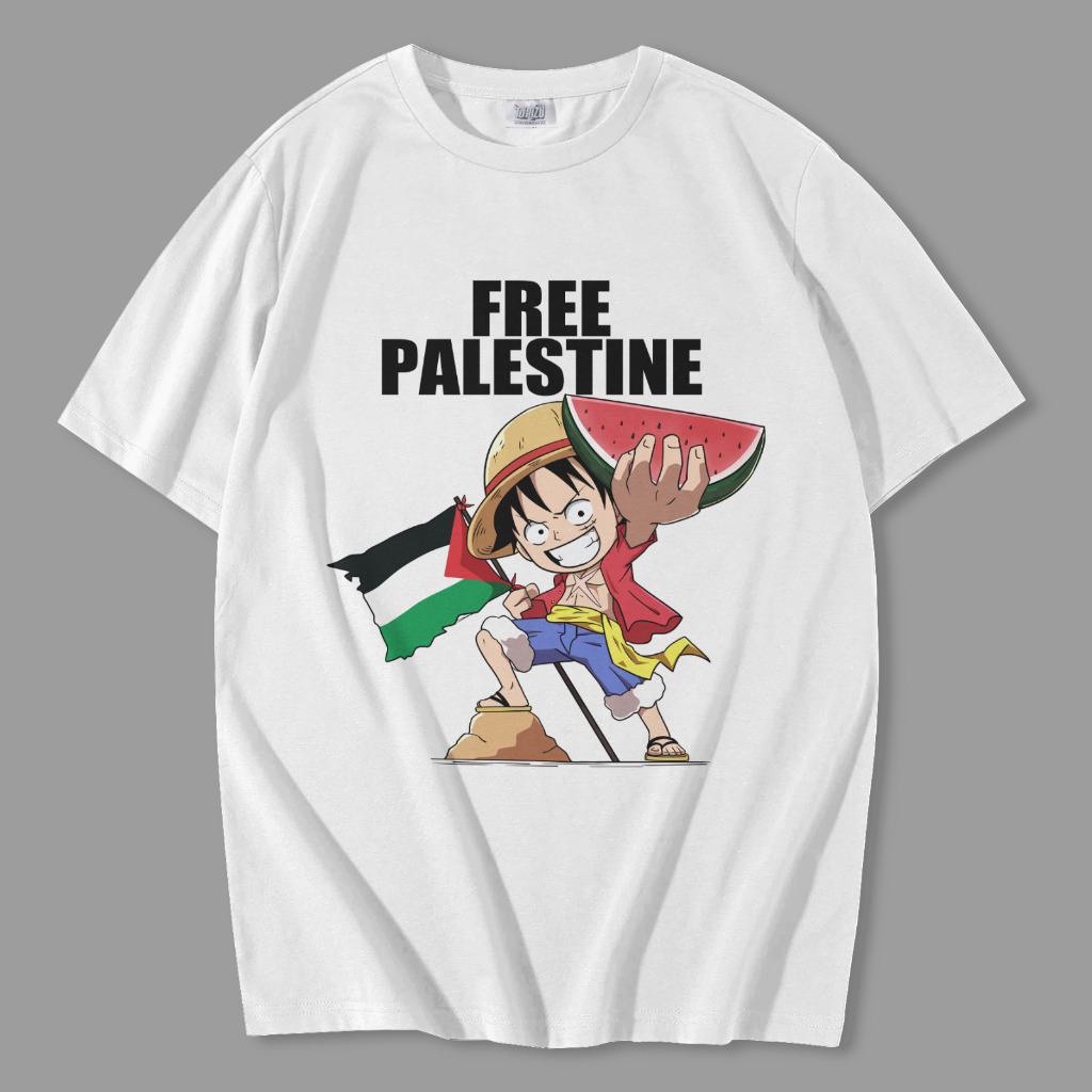 Jual TORIZU T-shirt Kaos Luffy Watermelon "Free Palestine" Anime Manga ...