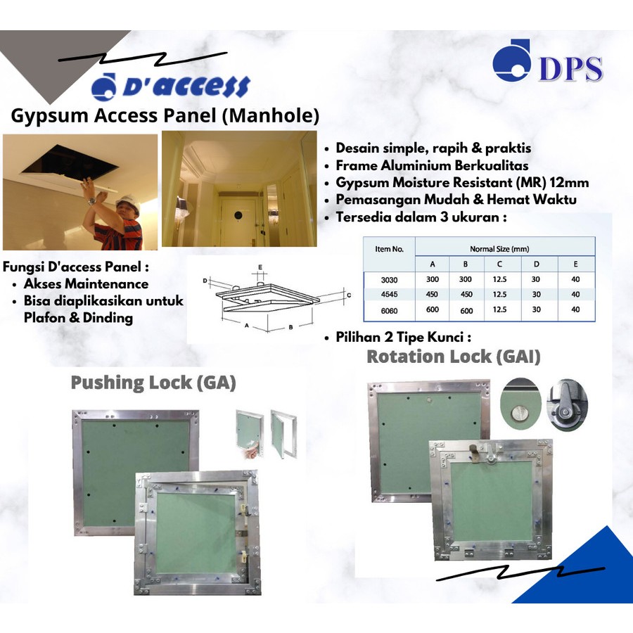 Jual Manhole D'Access Gypsum Access Panel - Pushing Lock GA | Shopee ...