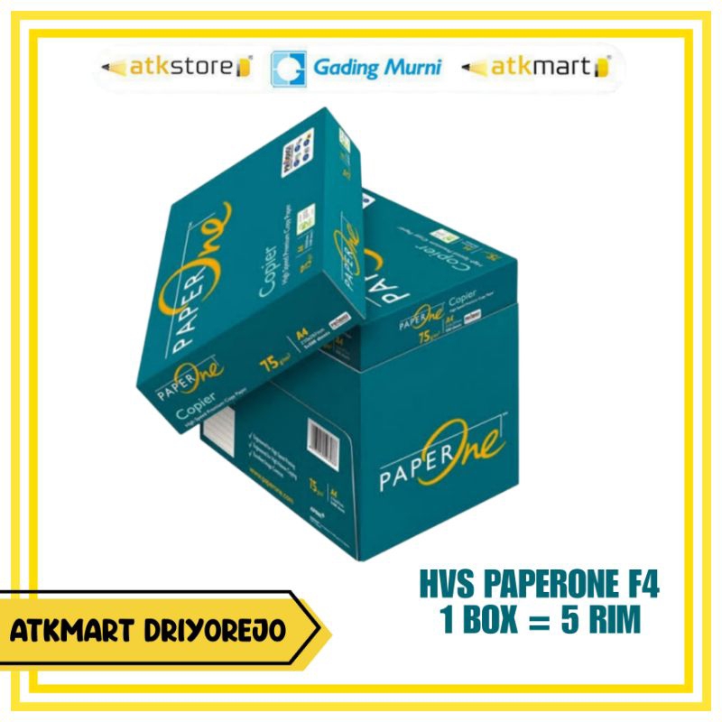Jual KERTAS HVS F4 75 GRAM 1 BOX PAPERONE PAPER FOTOCOPY PER KARTON ISI 5 RIM PUTIH | Shopee ...