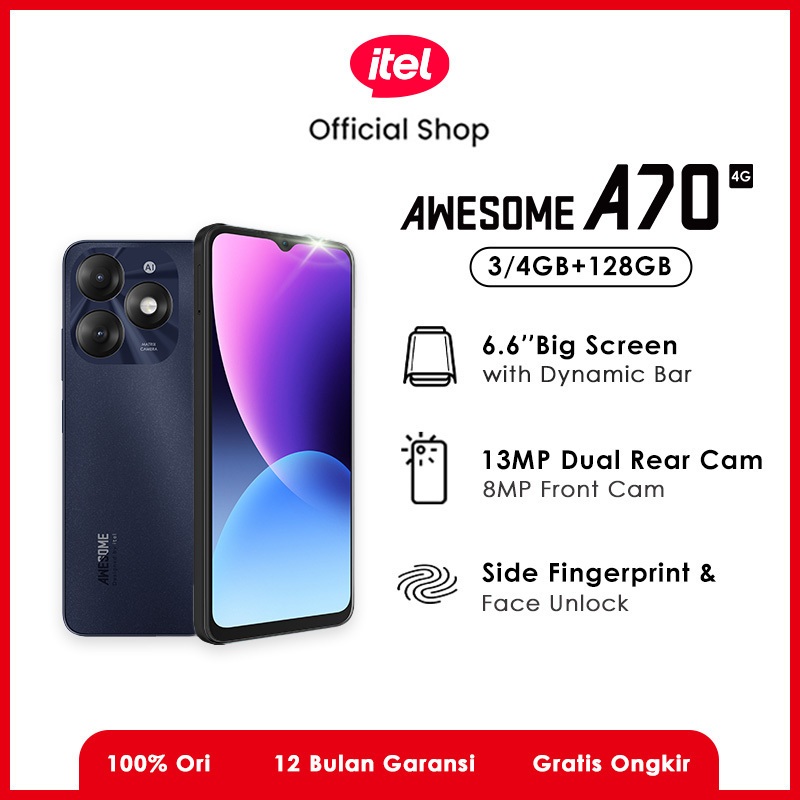 Jual EC [NEW!] itel A70 8GB(3+5)+128GB / - 13MP Super HDR Camera - Big ...