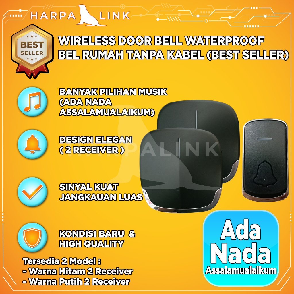 Jual Bel Rumah Tanpa Kabel / Bel Rumah Wireless Waterproof Door Bell ...