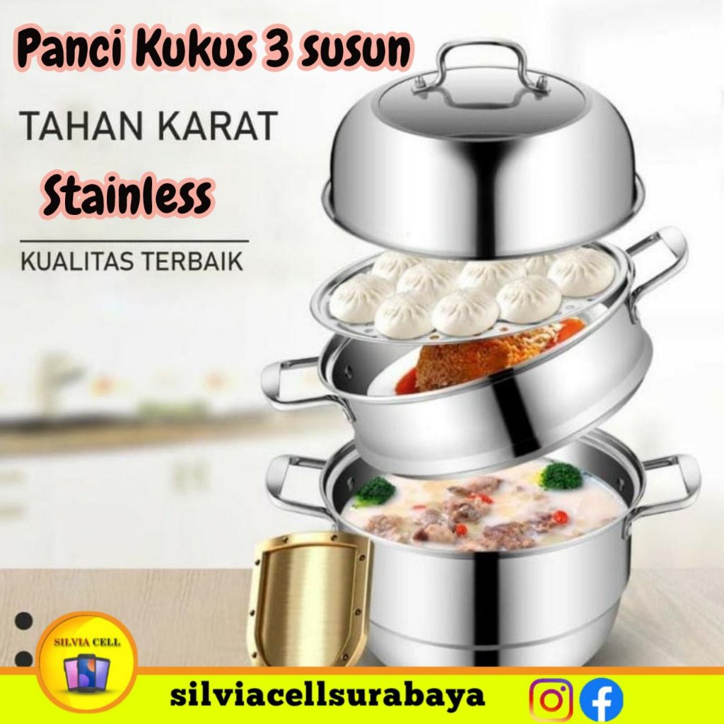Jual Panci Set kukus 3 Susun Alaska Steamer Dandang Stainless | Shopee ...