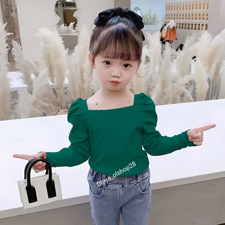 Jual Atasan Anak Perempuan Sabrina leher persegi lengan panjang Model ...