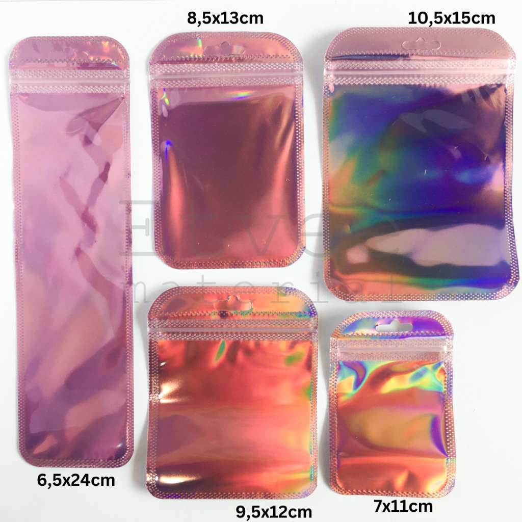 Jual Plastik ziplock hologram pink ujung lengkung bungkus permen ...