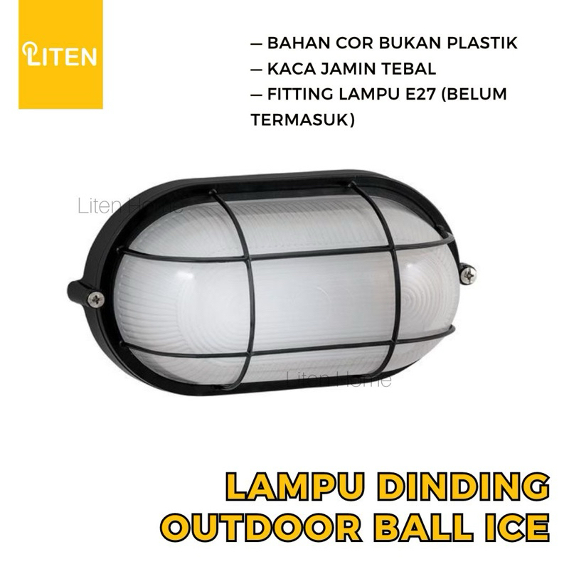 Jual LH264 Lampu Dinding Outdoor Ball Ice Oval Bulat Hitam Putih Bahan ...