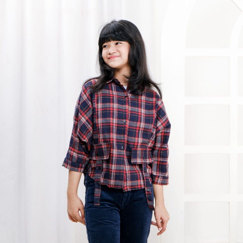 Jual Kemeja flanel batwing anak perempuan 3-12 tahun Korean style ...
