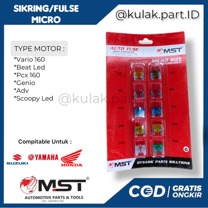 Jual SIKRING/SEKRING/FUSE MICRO SIZE PROFILE SET VARIO 160 BEAT DELUXE ...