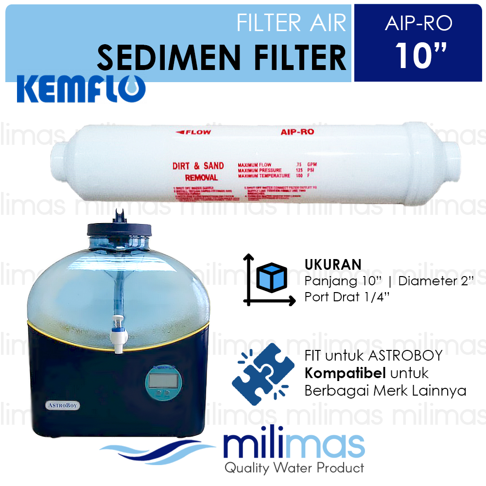 Jual KEMFLO AIPRO Inline PP Sediment 5 Micron Uk.10 Inch - Filter ...