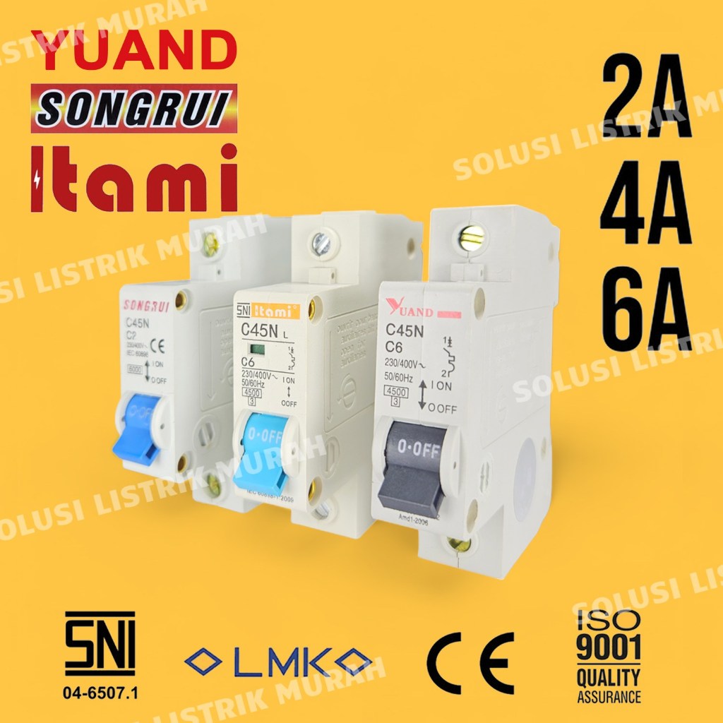 Jual MCB ITAMI / SONGRUI / YUAND 1 PHASE 1P 2A 4A 6A 10A 20A 25A | Shopee Indonesia
