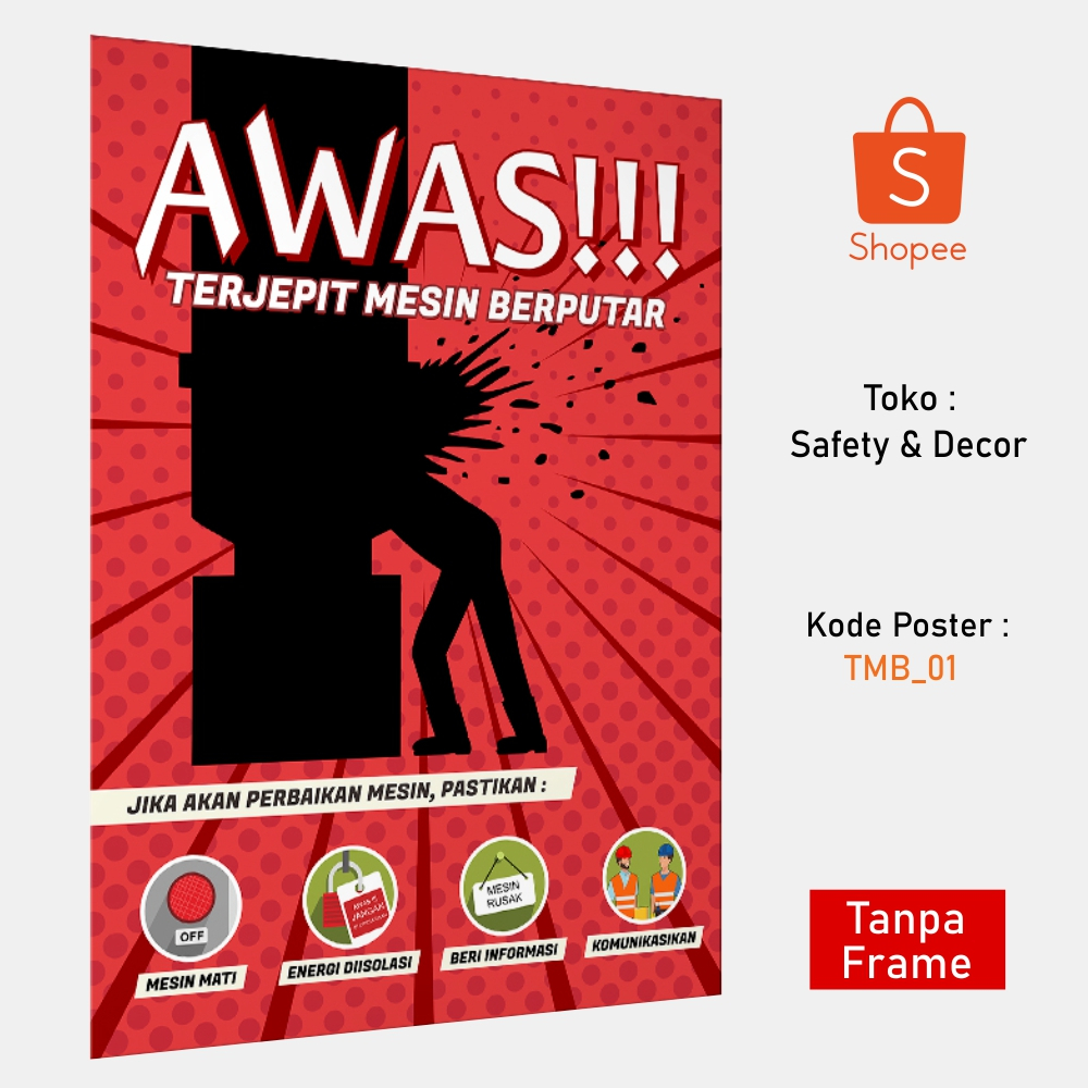 Jual Safety Poster K3: Awas Terjepit Mesin Berputar | Shopee Indonesia
