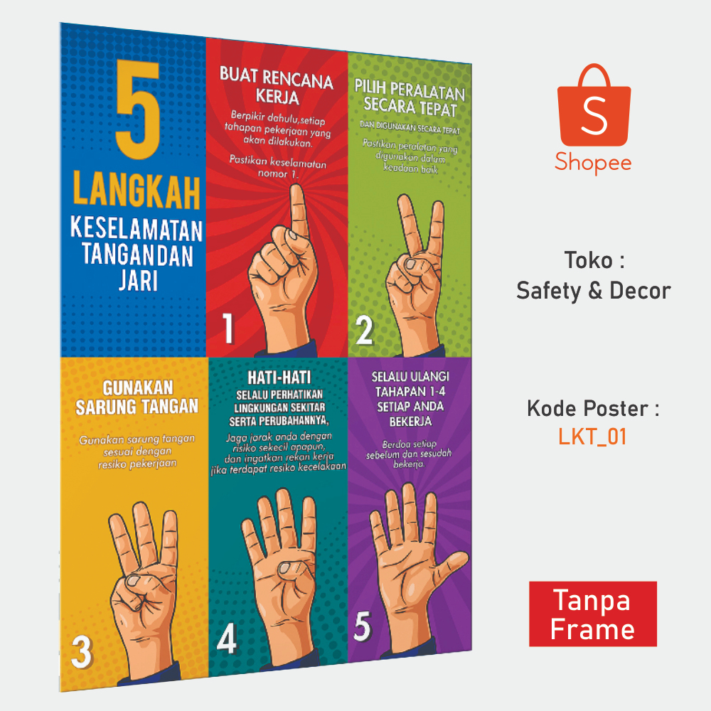 Jual Safety poster K3: 5 langkah Keselamatan jari & Tangan | Shopee ...