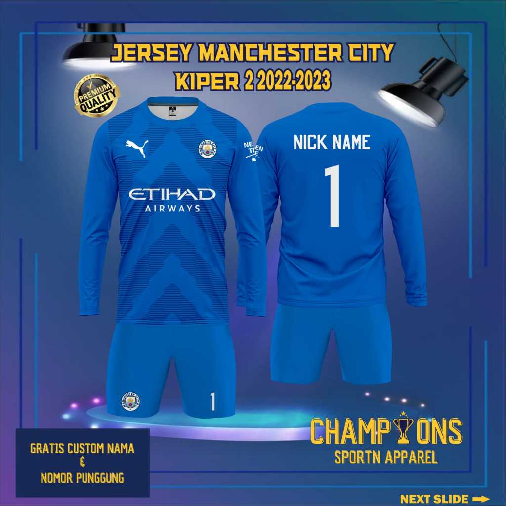 Jual Jersey Klub MANCHESTER CITY KIPER 2 LENGAN PANJANG 2022-2023 Liga ...