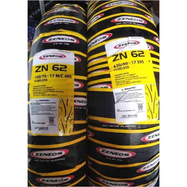 Jual zeneos zn62 ukuran 100/70-17 & 130/60-17 sepasang ban tubeles ...