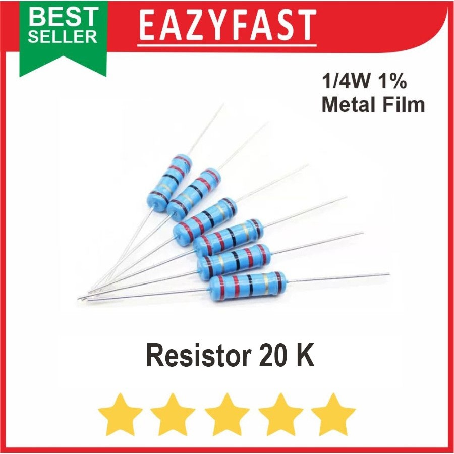 Jual Resistor R 20K 20 K R20K 20rb Ohm 1% Tolerance 1/4w Metal Film ...