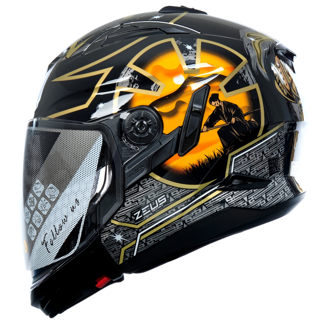 Jual (CACAT) ZEUS ZS 613C BLK AJ20 ORG MODULAR DOUBLE VISOR | Shopee ...