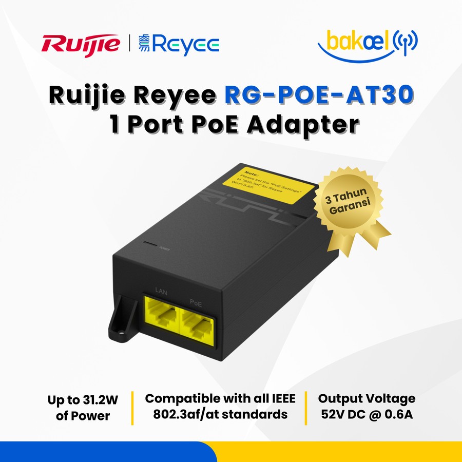 Jual Ruijie Reyee RG-POE-AT30 | 1 Port Gigabit PoE Adaptor RG POE AT30 ...