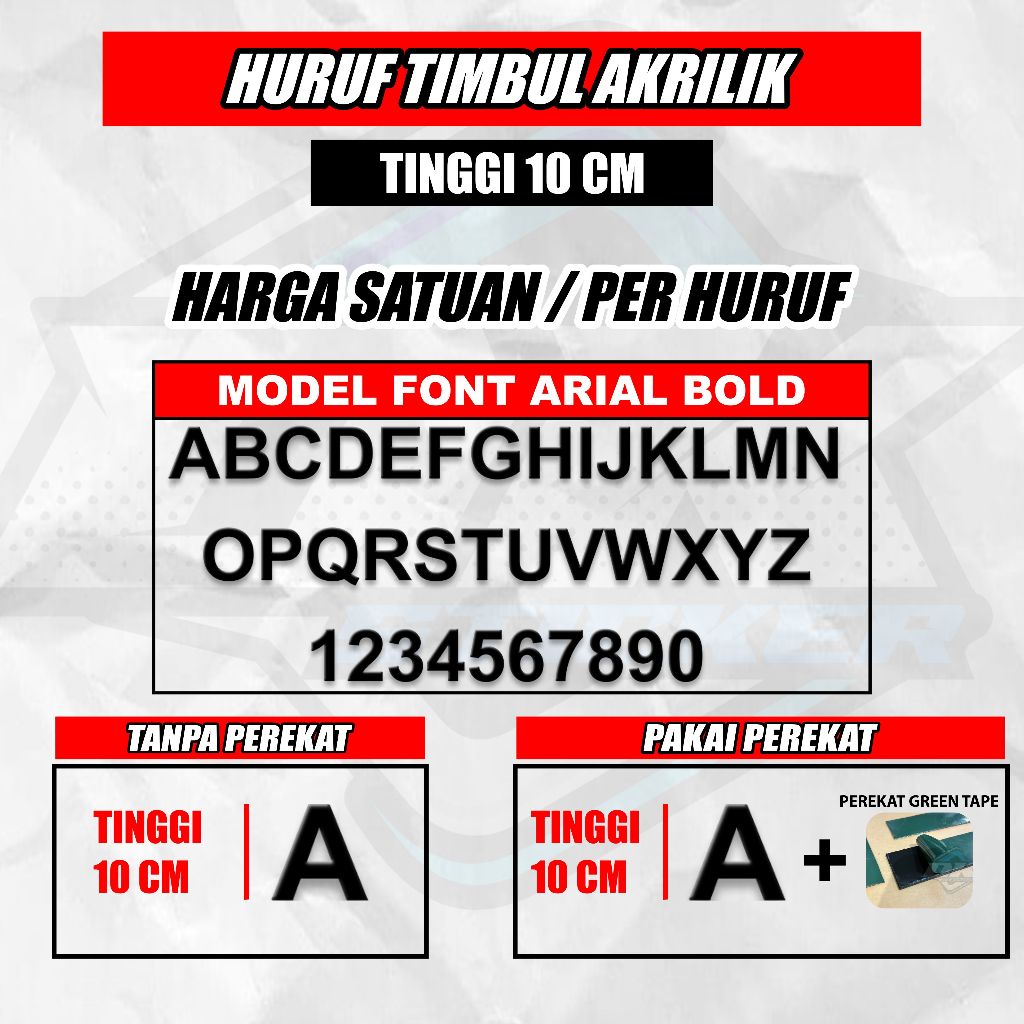 Jual Huruf Timbul Akrilik / Tinggi 10 Cm / Dekorasi / Nomor Rumah ...