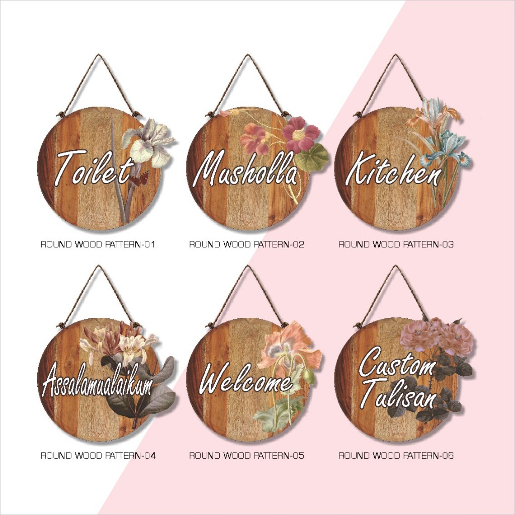 Jual Prima Shabby Walldecor Hiasan Dinding Round Wood Pattern Welcome Assalamualaikum Toilet ...
