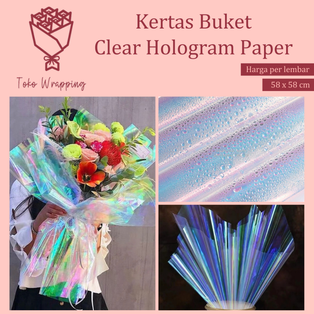 Jual Kertas Buket Clear Hologram Paper (58x58cm) Flower Wrapping ...