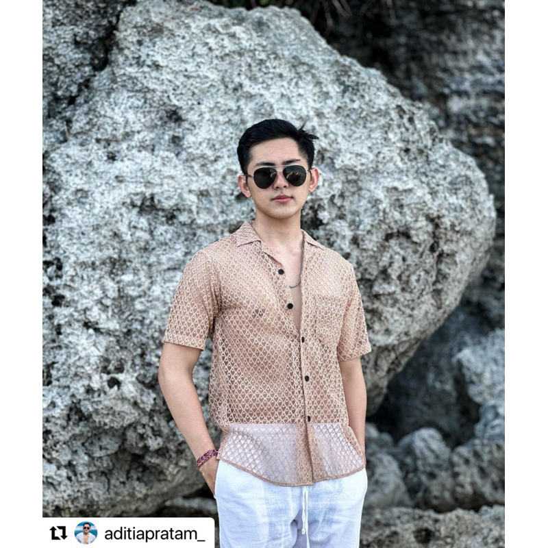 Jual PETER SHIRT hem transparan BAJU PRIA KEMEJA BROKAT PESTA TAHUN ...