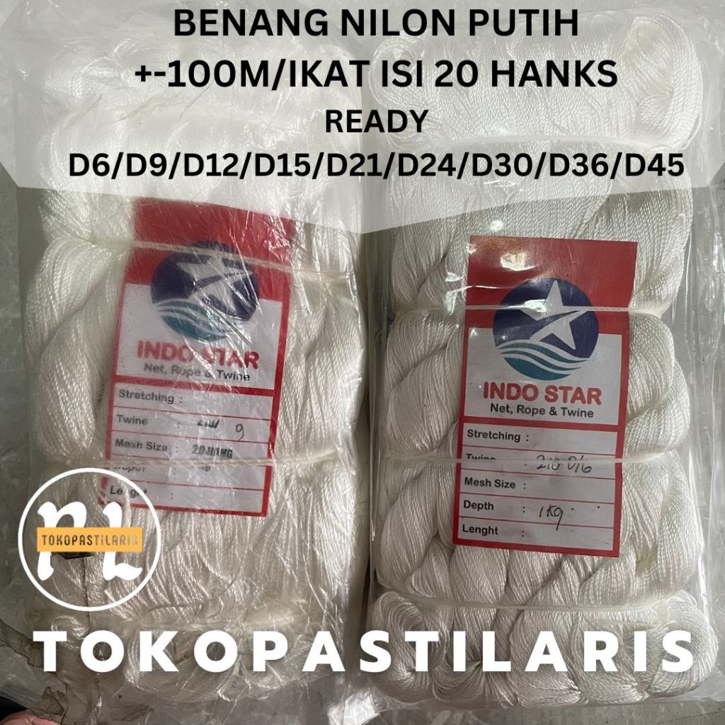 Jual BENANG NILON/NYLON GROSIR 1 PACK ISI +-20IKAT D6/D9/D12/D15/D18 ...