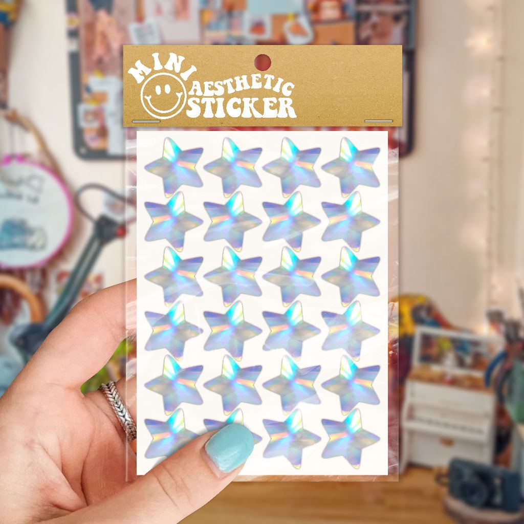 Jual Mini Star Holographic Sticker Bentuk Bintang Set Deco Stiker ...