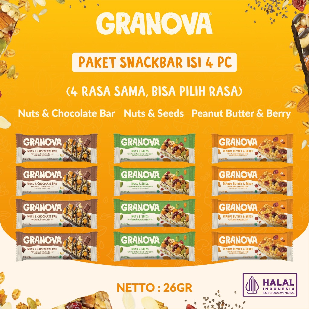 Jual Granova - Snackbar 26gr x 4 pc (Rasa Original, Peanut Butter ...