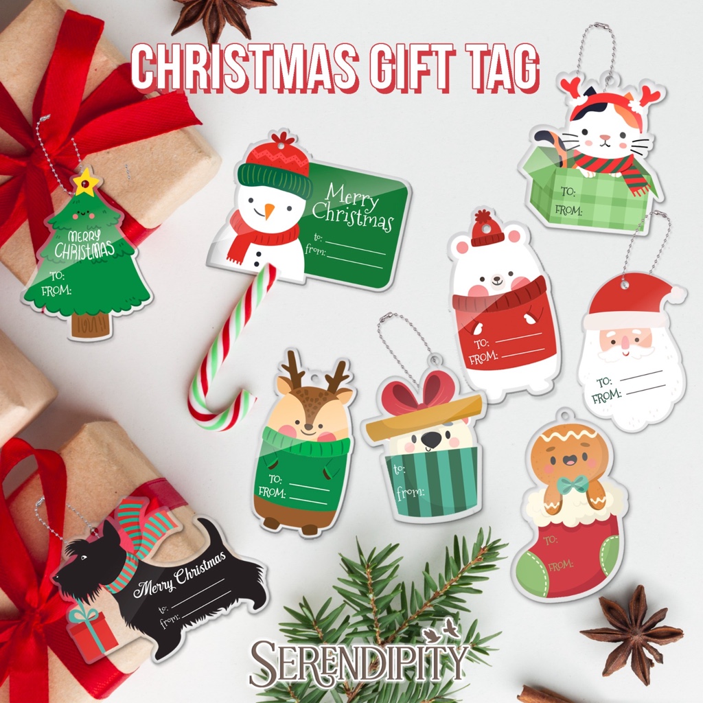 Jual Custom Christmas Gift Tag Akrilik Acrylic UV Print hang tag kartu ...