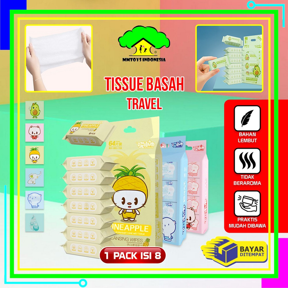 Jual MI-C949 Tissue Basah Mini Karakter Travel 8in1 / Tisue Basah Bayi ...
