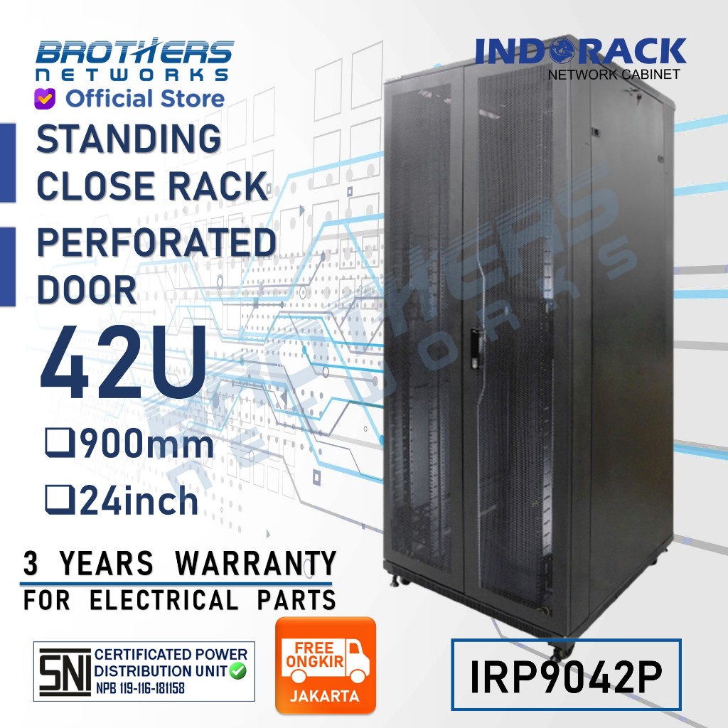Jual CLOSE RACK INDORACK 42U 900MM 24 INCH - RAK SERVER PERFORATED ...