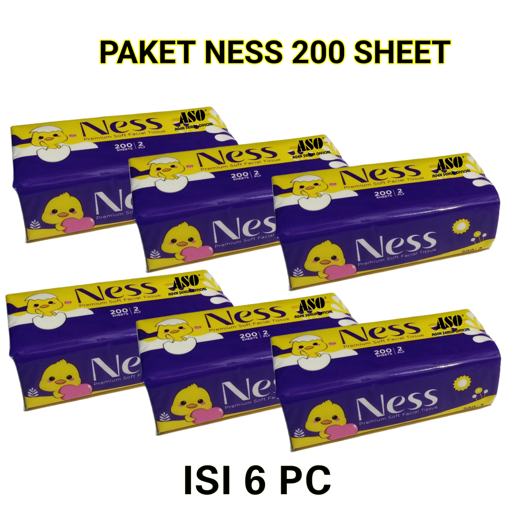 Jual ( PAKET ISI 6 ) Tisu Tissue NESS 200 sheet 2ply facial tissue ...